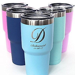 Monogrammed Powder Coated Tumbler 30oz Double Wall Insulated Choose Your Color