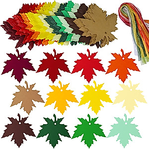 Supla 120 Pcs 12 Colors Maple Leaves Gift Tags Sign with Strings Fall Wedding Party Favors Tags Escort Cards Wishing Tree Tags Name Place Cards Hanging Sign Tags Leaves Paper Cutouts with Holes