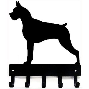 The Metal Peddler Boxer Dog - Key Holder for Wall - Small 6 inch Wide - Made in USA; Home Organization; Foyer, Hallway, Office
