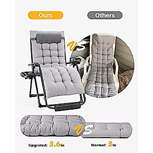 Ezcheer Oversized Zero Gravity Recliner with Cushion, Support 400lbs Outdoor Lawn Patio Lounge Chair, Folding Beach Camping Chair with Cup Holder