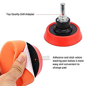 YCHOW-BEAM 29PCS Buffing Pads, Polishing Pad Set Professional Sponge Drill Buffing Kit with M14 Thread Backing Pad & Adapters for Car Detailing,Waxing,Polishing,Sealing,Glaze (1/2/3-inch)