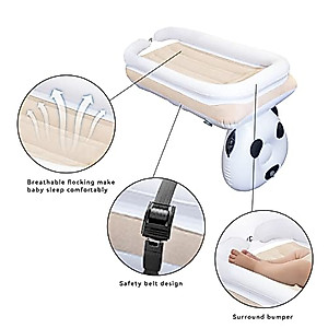 Inflatable Toddler Travel Bed for Airplane, Car Kids Air Mattress with Pump, Portable Baby Bed with Sides and Belt, Infant Blow Up Mattress for Train, Kids Airplane Travel Essentials, Free Hands