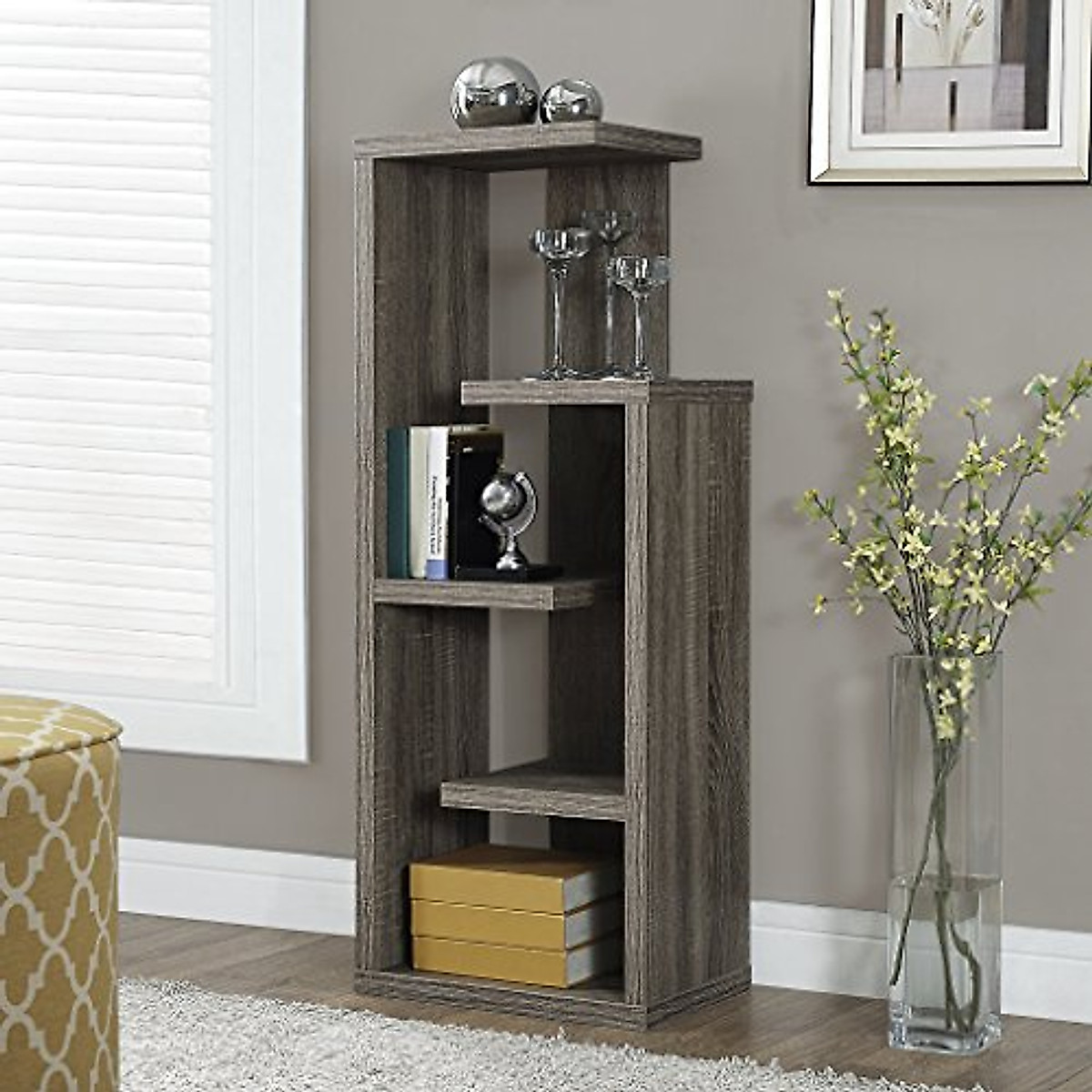 Monarch Specialties , Bookcase, Dark Taupe Reclaimed-Look, 48"H