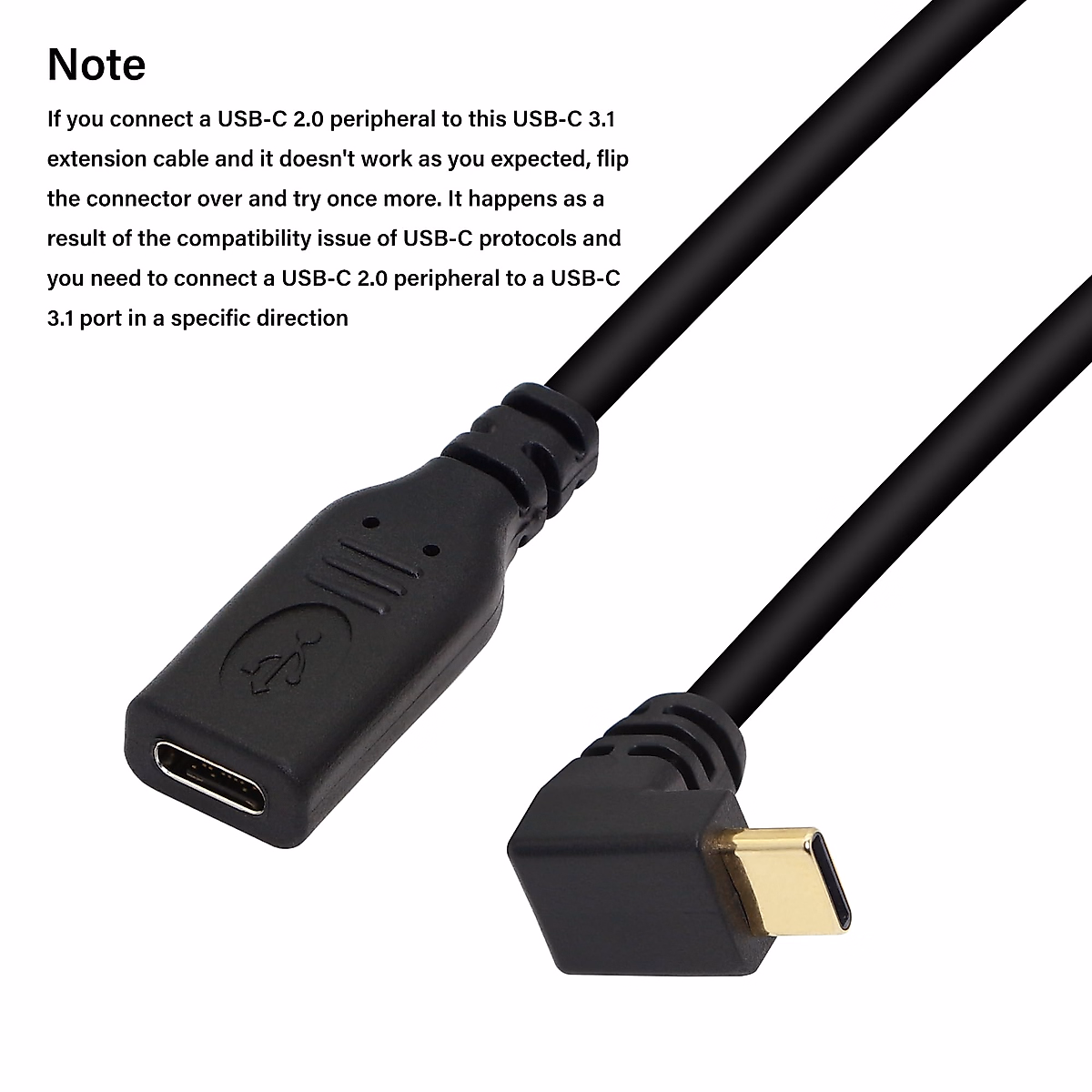 SinLoon USB C Extension Cable Type C Male to Female Short Cable Right Angle 90 Degree USB 3.1 10Gbps Fast Charging 4K HD Video Audio Data Transfer Cord for Laptop & Tablet & Mobile Phone (-)