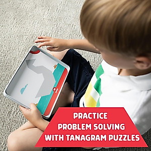 Chuckle & Roar - Shape Makers - Tangram Puzzle for Kids 3 and up - Magnetic Foam Blocks with Tray - Educational and Engaging Fun for Toddlers