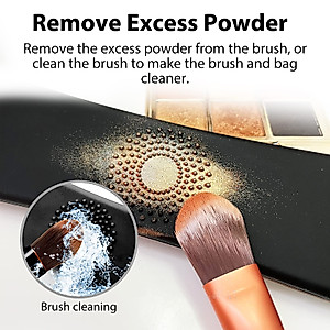 AbluFirst Travel Makeup Brush Holder, Trendy Portable Silicone Makeup Brush Organizer, Cosmetic Brushes Bag, Soft and Durable Makeup Tools Box for Travel, Daily, Gift (Black)