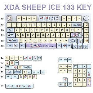 JOLINTAL 133 Keys Kawaii Keycaps Sets, PBT XDA Profile Keycaps, Dye-Sub Low Profile Keycaps 65 Percent Keycaps, Cute Cream PBT Keycaps Cherry MX Switch Keycaps for Mechanical Gaming Keyboard