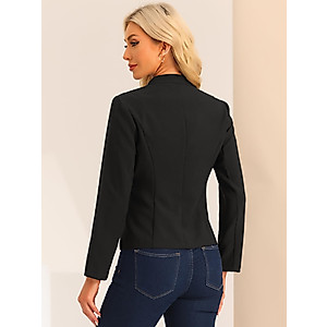 Allegra K Casual Blazer for Women's Notched Collar Long Sleeve Slim Work Office Blazer Jacket Medium Black