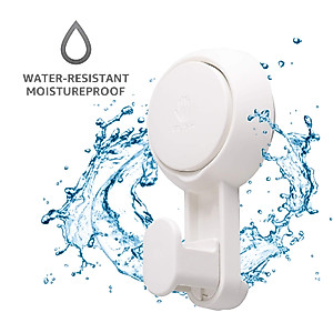 LEVERLOC Suction Cup Hooks Pack of 4 No Drilling & Removable 1 Second Installation White Wall Hooks Heavy Duty Suction Cup Hooks Max Hold 11lbs Hooks with Suction Cup for Bathroom/Kitchen/Hotel