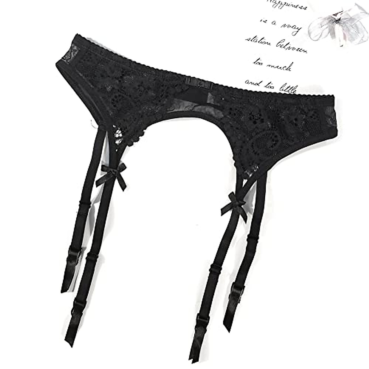 Sexy Lace Suspender Garter Belt for Thigh High Stockings (N019DD-Black-M)