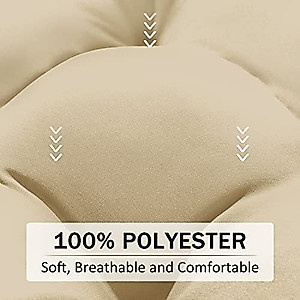 downluxe Outdoor Chair Cushions, Waterproof Tufted Overstuffed U-Shaped Memory Foam Bench Cushion for Swing Loveseat Patio Funiture, 44" x 19" x 5", Khaki, 1 Pack