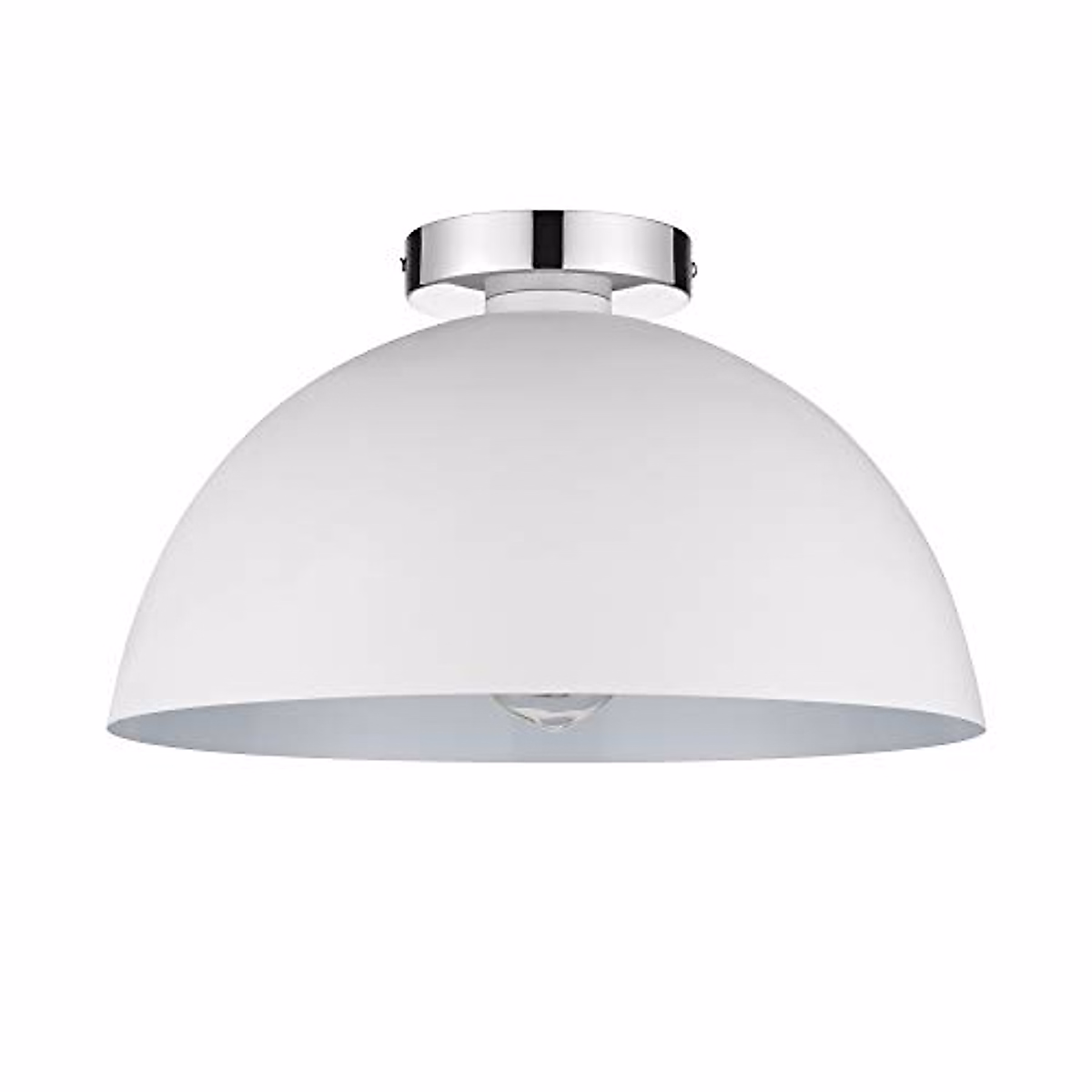 Novogratz x Globe Brady 1-Light Semi-Flush Mount Ceiling Light, Matte White, Chrome Details,61091