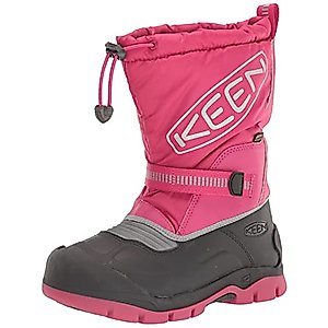 KEEN Snow Troll Insulated Waterproof Pull On Winter Boots, Fuchsia Purple/Silver, 2 US Unisex Big Kid