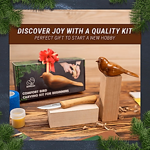 BeaverCraft, Wood Carving Kit Comfort Bird DIY - Complete Starter Whittling Knife Kit for Beginners Adults and Teens - Book Fun Project Carve Bird Hobby Whittling Knife - Learning Woodworking