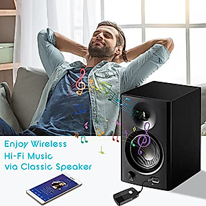 iDIGMALL Advanced Bluetooth 5.3 Receiver for Home Stereo HIFI Music Streaming, Mini Wireless Audio Adapter for Car Speaker with 3.5mm RCA Aux Jack, 20 Hours Playtime, Easy to Slide ON/OFF, Multi-Point