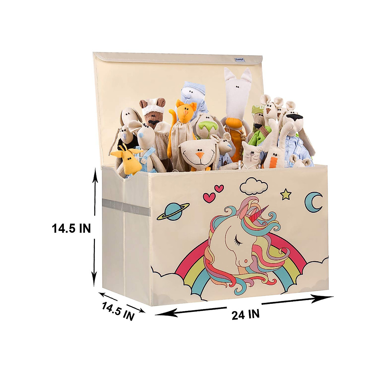 Yosayd Flexible Unicorn Kids Fabric Toy Storage Bins with Flip-top Lid, Light Weight Large Toy Chest for Toy, Book, Clothing