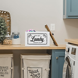 Ukonvi Dryer Sheet Container for Laundry Room Organization and Storage, Wood Laundry Pods Container with Lid, White Dryer Sheet Holder for Laundry Room Decor