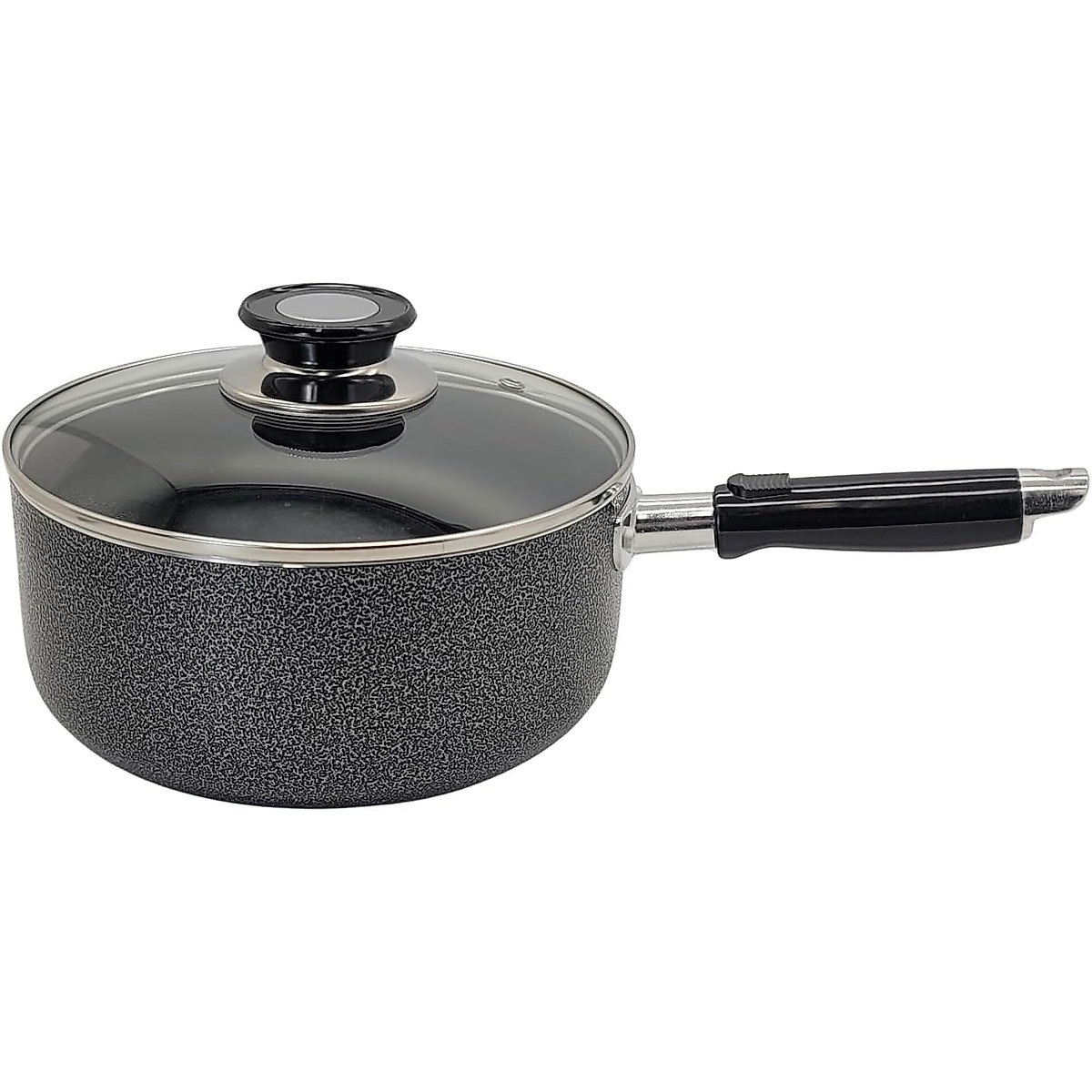 Kitchen Saucepan Pot Heavy Gauge Granite Look with Tempered Glass Lid Heat Resistant Lid & Pot Handles 2,3,4,5 Qt (4 Qt & 5 QT Combo Set)