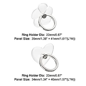 uxcell Transparent Phone Ring Holders, Diamond Clear Finger Grip Stand for Phone, Case, Tablet, Set of 2 Shapes(Leaves, Heart)