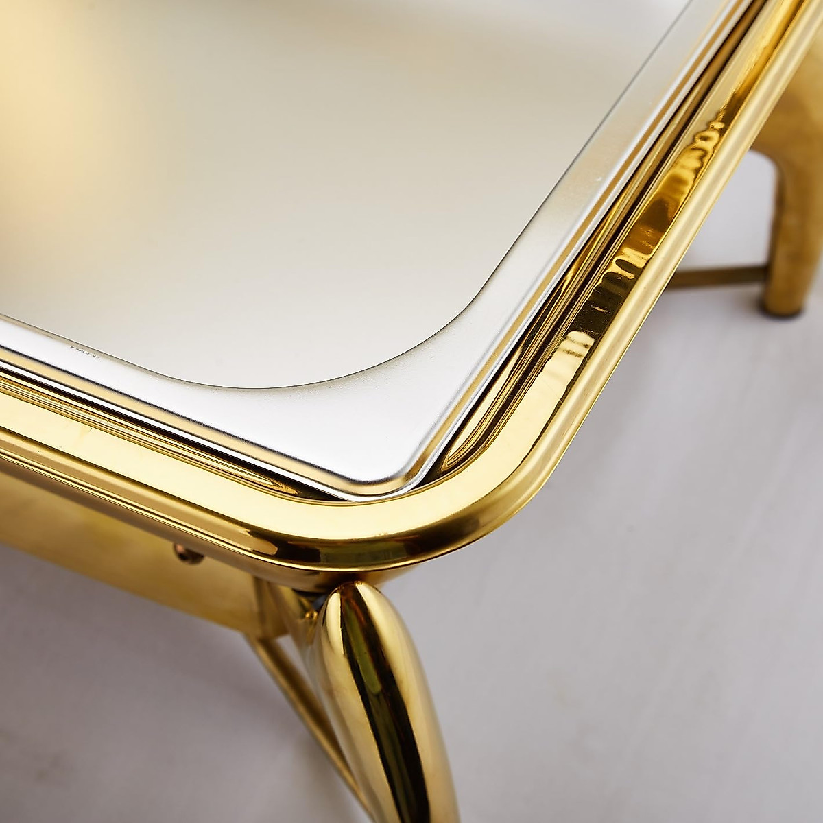 HONHPD 10L Stainless Steel Thickened Buffet Stove, Commercial Hotel Restaurant Breakfast Heating Furnace, Hydraulic Transparent Cover Buffet Stove, Chafing Dish Buffet Set, Gold（Full Size）