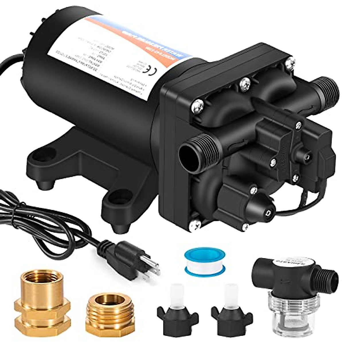 YOUNGTREE 110V Water Pump with Pressure Switch include Power Plug 5.5 GPM 70PSI 110VAC Water Pressure Booster Pump for Home Kitchen Bathroom RV Marine Yacht Garden Hose