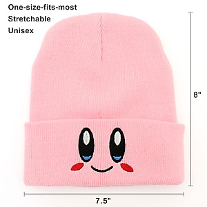 Ohjijinn Kawaii Anime Beanie Knitted Hat and Socks, Cute Pink Slouchy Warm Cap, Cartoon Winter Soft Headwear Funny Hat Gifts for Women