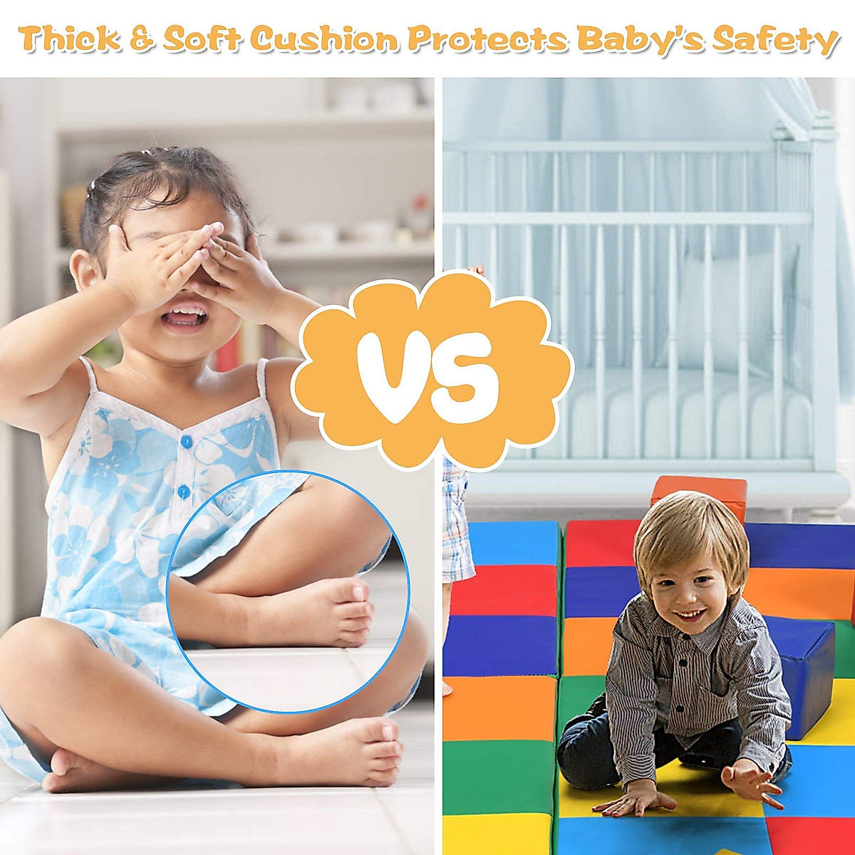 Costzon Toddler Foam Play Mat, Foldable Baby Crawling Mats 58-Inch Square Soft Non Skid Colorful Daycare Floor Mat, Thicken Waterproof Memory Activity Play Mat for Home, School, Kindergarten Nursery