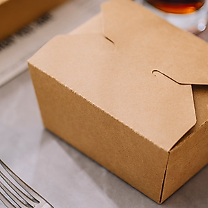 To Go Food Containers 50 Pack - Kraft Microwavable Folded Paper 30 oz Take-Out Container - Meal Prep, and Catering with Lids - Disposable, Freezer Safe - Restaurant, Home Pastry and Packaging Supplies