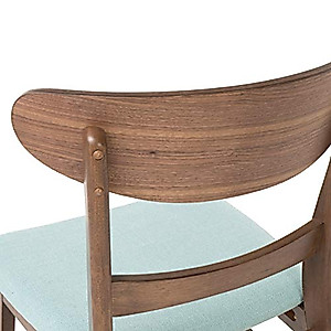 Christopher Knight Home Griselda Mid-Century Modern Dining Chairs (Set of 4),Polyester and Birch Wood, Mint, Walnut