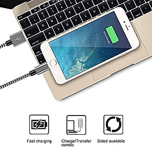 Short iPhone Charger Cable 4Pack,1FT Lightning to USB Braided Data Sync Fast Charger Cord Compatible with iPhone 12 Pro Max/12/11/11 Pro Max X XS Max 8 7 6S Plus Pad 2 3 4 Mini, Pad Pro Air(Black)