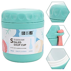 DOITOOL Insulated Lunch Container Insulated Food Jar Soup Lunch Container Bento Box Vacuum Thermal Microwavable Food Storage Container Flask with Spoon Green Water Cup