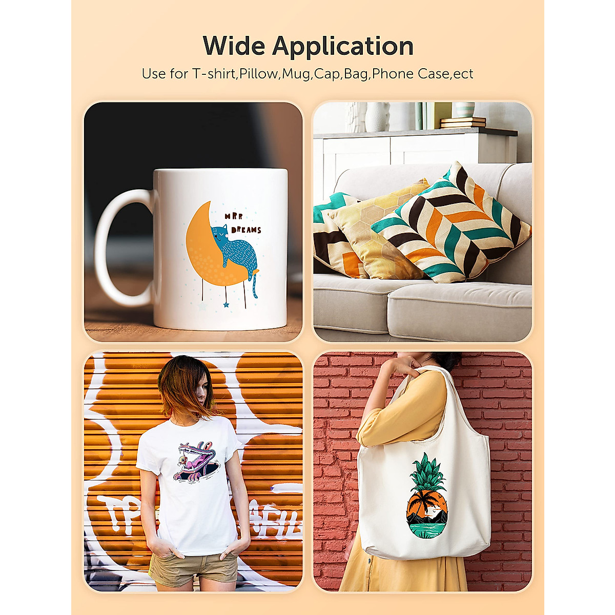 Hiipoo 600ML Sublimation Ink for EcoTank ET-8500 ET-8550 Wide-Format Supertank Printers Heat Press Transfer on T-Shirt Tumblers (6 Color, 1PK,1BK,1C,1M, 1Y, 1GY)