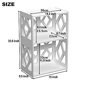 Rerii Small Bookshelf Bookcase for Small Spaces, Bed Side End Table 3 Tier 2 Shelf, Mini Little Book Shelf Case for Kids Room Bedroom Living Room Office, White