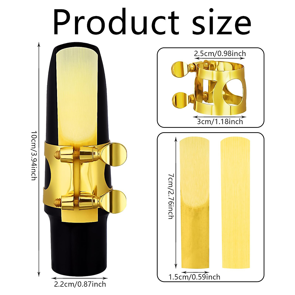 31 Pieces Alto Saxophone Mouthpiece Kit Includes Saxophone Mouthpiece with Metal Ligature,Saxophone 2.5 Reeds Cushions and Plastic Cap