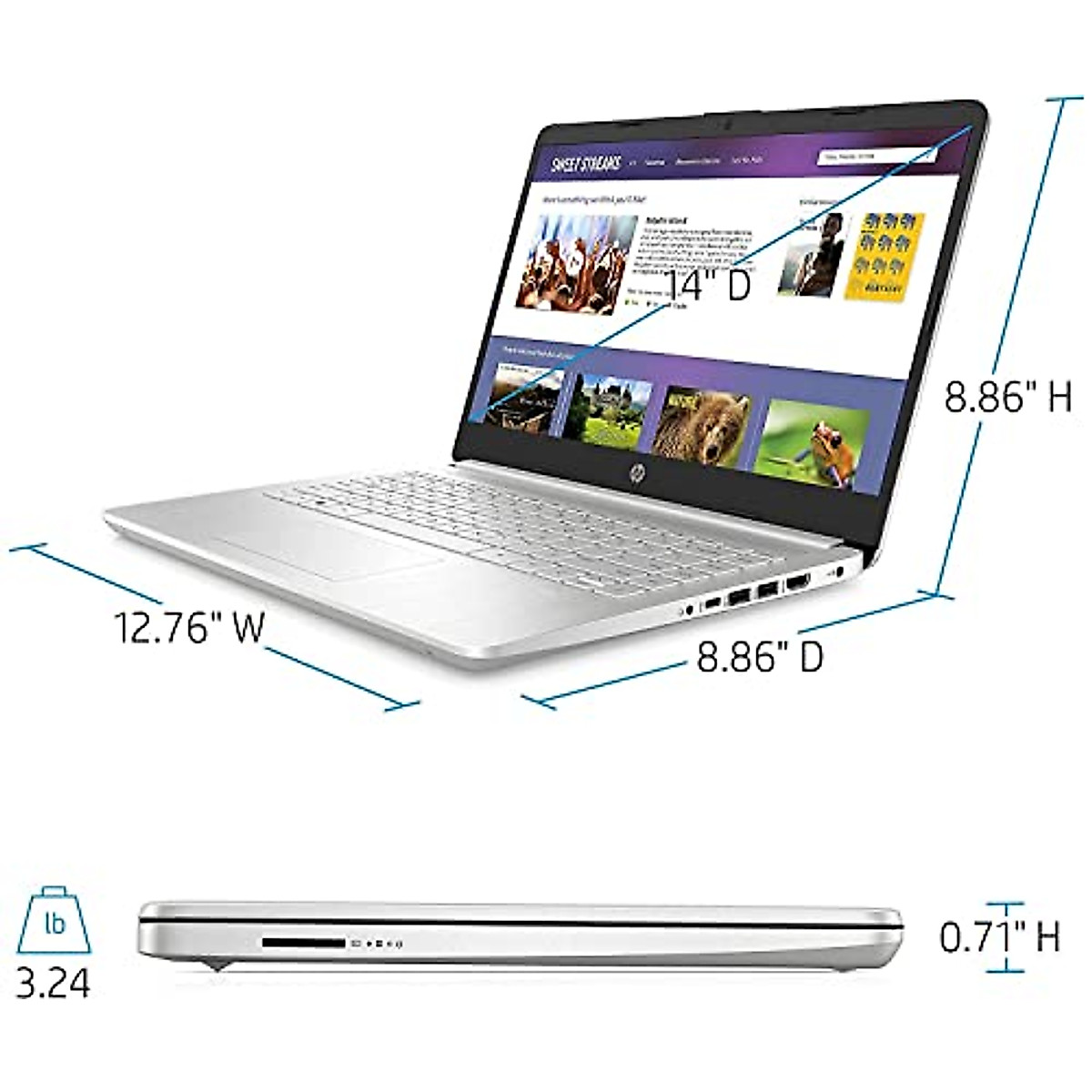 2022 Newest HP Notebook Laptop, 14" HD Touchscreen, AMD Ryzen 3 3250U Processor, 16GB DDR4 RAM, 256GB PCIe NVMe SSD, Webcam, HDMI, USB Type-C, Wireless-AC Wi-Fi 5, Bluetooth, Windows 11 Home, Silver