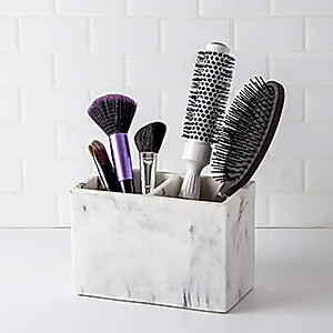 BINO Multi Purpose 2 Compartment Organizer - Makeup Brush Holder Makeup Brush Organizer Holder Makeup Holder Organizer Toothbrush Holder Marble Bathroom Accessories