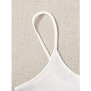 Floerns Women's Sleeveless Camisole Letter Print Crop Cami Top A White L