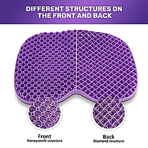 Vedozo Gel Seat Cushion for Office Chairs, Car Seat Cushion for Long Sitting, Wheelchair Pads for Tailbone Pressure Relief Butt & Back Pain, Purple/Black, (ZD020)