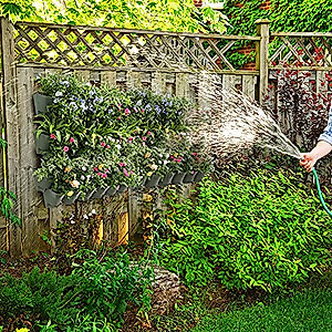 Worth Garden 36 Pockets Self Watering Vertical Planters Indoor Outdoor Living Wall Mounted - 9' Automatic Dripping Irrigation System Hose Kit Stackable Plastic Pot Herb Plants Home Balcony Decoration