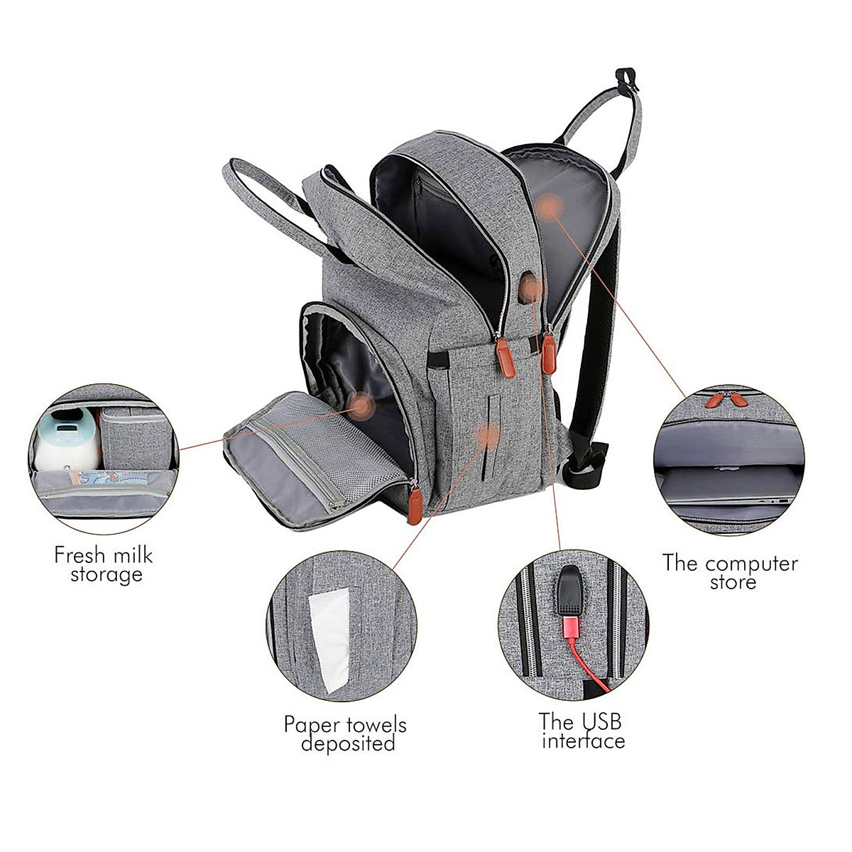 V-COOOL Breast Pump Bag Backpack for Work Mom (Gray) and Breast Pump Parts Wet Bag(Leaves)