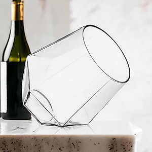 40 count Diamond Unbreakable Stemless Plastic Wine Champagne Whiskey Glasses Elegant Durable Disposable Indoor Outdoor Ideal for Home, Office, Bars, Wedding, 12 Ounce Cups (Clear)