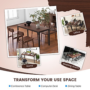 Tangkula Conference Table Set of 4, Rectangular Meeting Room Table with Large Tabletop & Heavy-Duty Metal Frame, Multifunctional Computer Desk for Home, Office, Conference Room