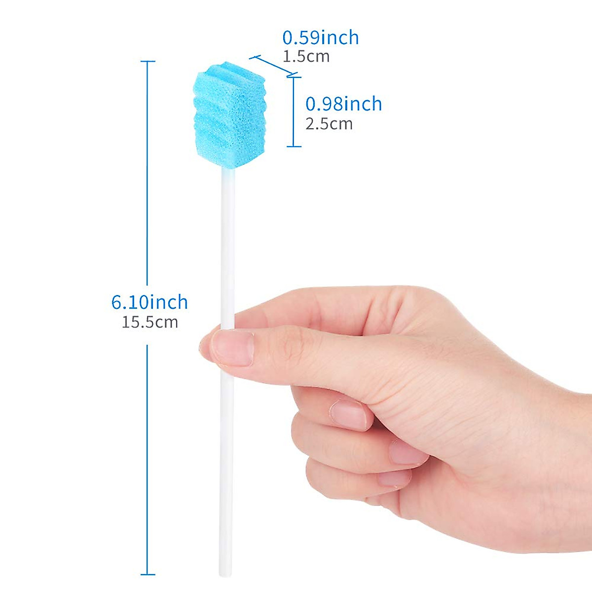 (50 Pack) Disposable Mouth Swabs Sponge - Unflavored & Sterile Oral Swabs Dental Swabsticks for Mouth Cleaning(Contains Tooth Powder)