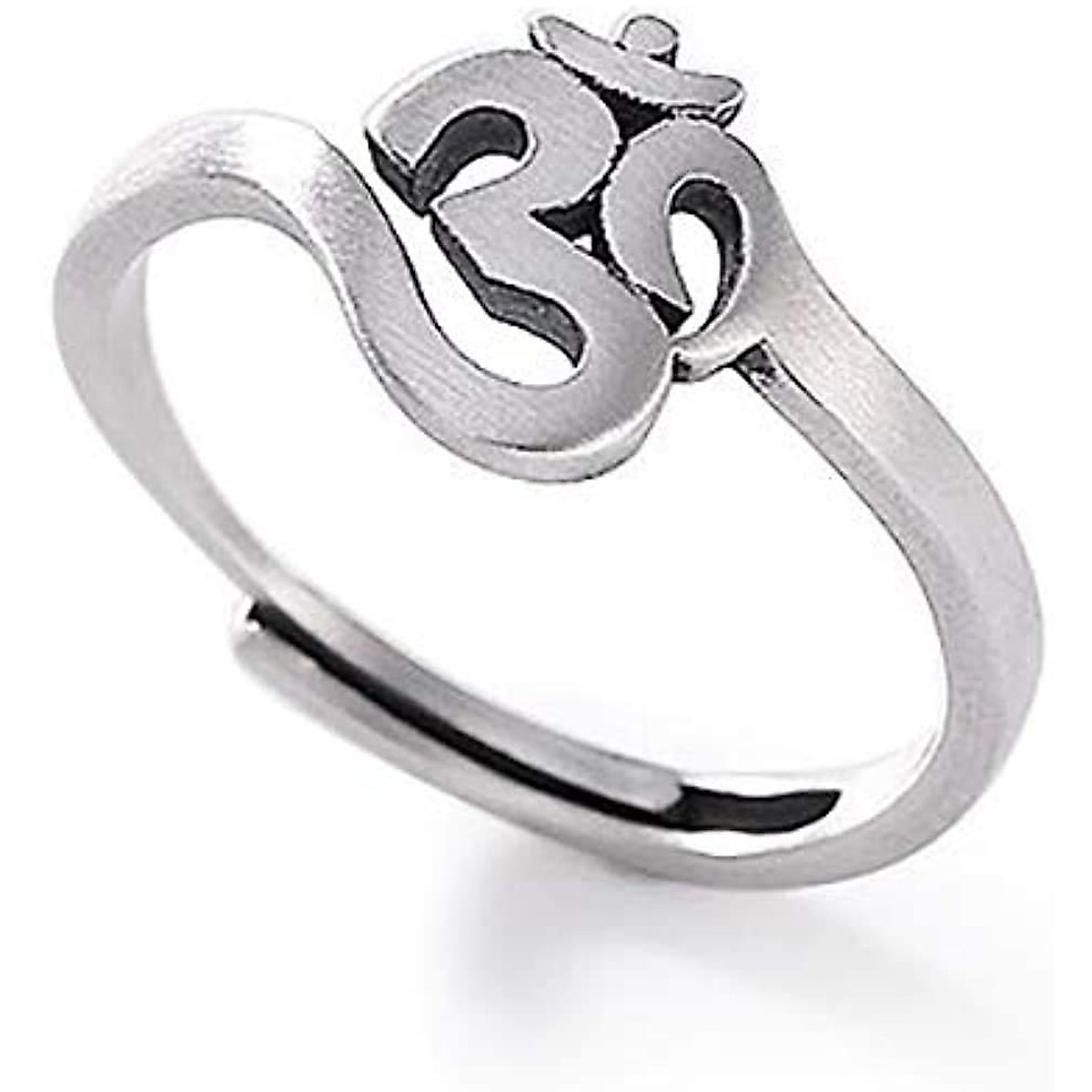 Real 925 Sterling Silver Om Sign Ring for Women Girls Spiritual Sanskrit Symbol Rings Open Stacking Finger Rings Meditation Yoga Band Ring Adjustable Size 6-10 Valentines Birthday Jewelry Gift