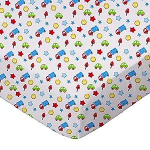 SheetWorld 100% Cotton Percale Extra Deep Fitted Portable Mini Crib Sheet 24 x 38 x 5.5, Baby Cars & Trucks, Made in USA