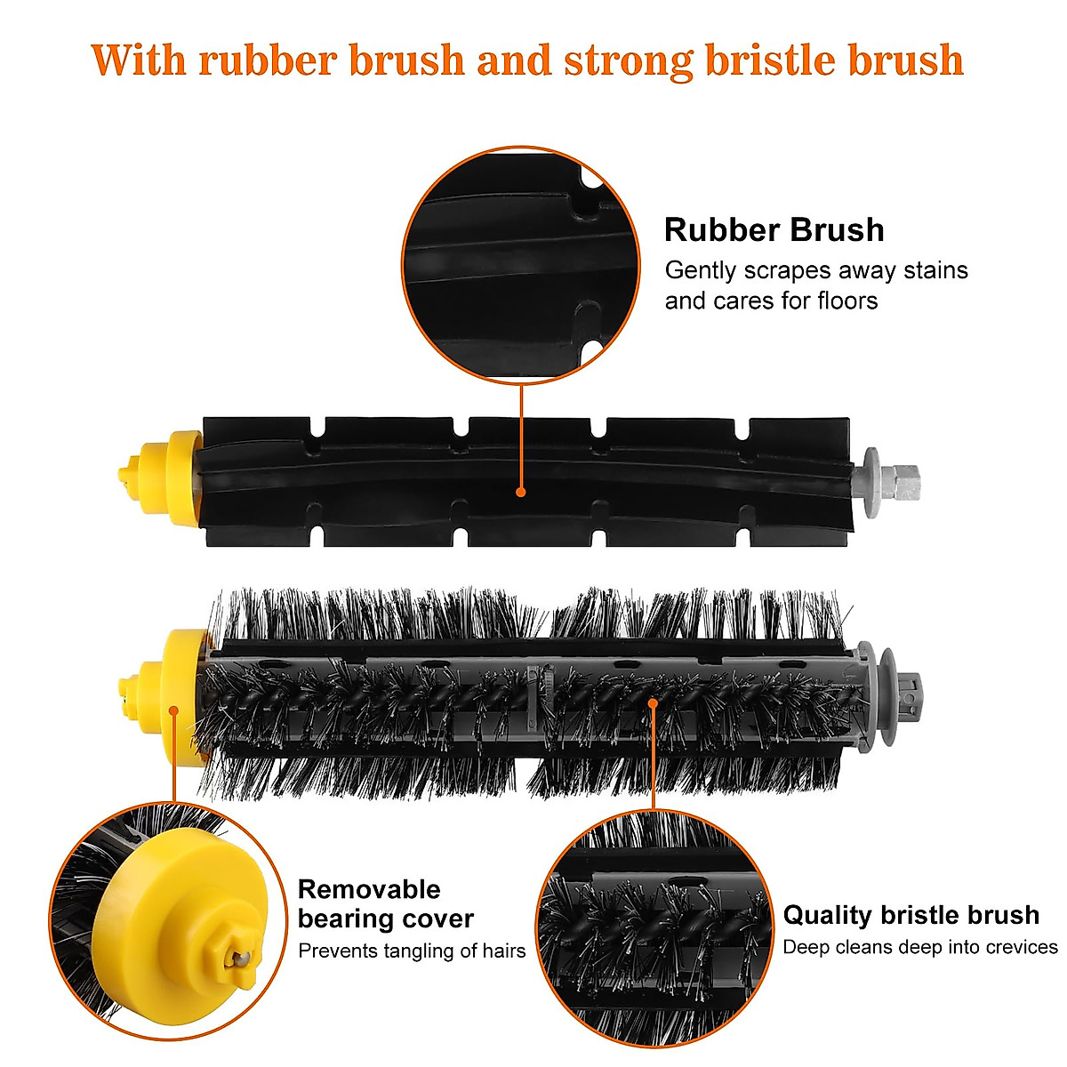 Replacement Parts Kit for iRobot Roomba 600/500 Series,695 694 692 690 680 677 676 675 671 660 665 655 645 651 650 620 614 585 564 560 Robot,3 Bristle & Flexible Beater Brush,8 Filters,8 Side Brushes