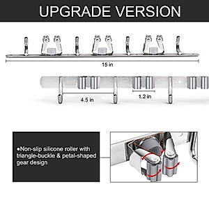 AOBIS Mop Broom Holder Wall Mount, Stainless Steel Broom Holder, Broom Organizer for Home, Laundry, Bathroom, Kitchen, Garden, Garage, Utility Tools Organization and Storage Durable(3 Racks 4 Hooks)