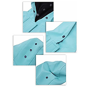 Blueberry Pet 2023 New 14" Waterproof Dog Softshell Jacket, Hooded Raincoat and Windbreaker with Leash & Harness Hole, Blue Turquoise, Outdoor Rain Gear for Dogs