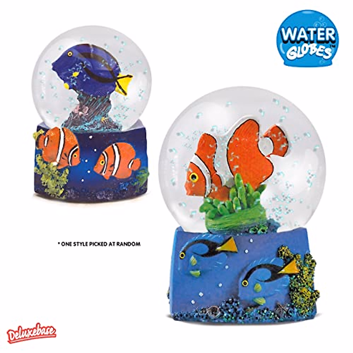 Water Globe - Reef Fish from Deluxebase. Snow Globe with Resin Figurine and Moulded Base. Great Home Globe Decor, Ornaments and Gifts. (Design Randomly Selected from Either Clown Fish or Blue Tang)