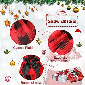 3 Pieces Christmas Buffalo Plaid Puppy Dress with Bowknot Plaid Dog Princess Dress Check Pattern Dog Skirt Holiday Pet Dresses Puppy Costume Apparel Clothes for Small Dogs (S (3-5lbs))